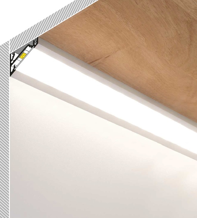 Profilo angolare alluminio per strisce led CORNER14 + Kit Montaggio. Vendita Illuminazione